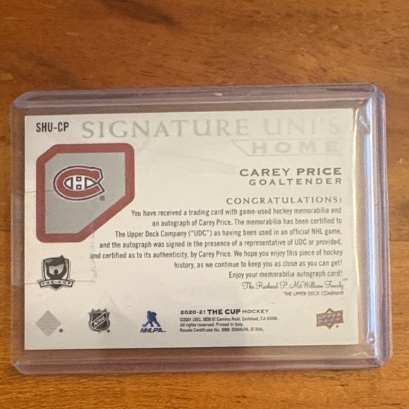 Other | Signed Carey Price Canadiens Multipatch Hockey Card 35 | Poshmark